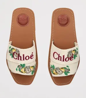 Chloé Canvas Jacquard Woody Sandals - Yellow