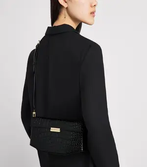 TOTEME Croc-embossed Leather Shoulder Bag - Black