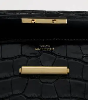 TOTEME Croc-embossed Leather Shoulder Bag - Black