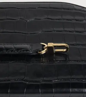 TOTEME Croc-embossed Leather Shoulder Bag - Black