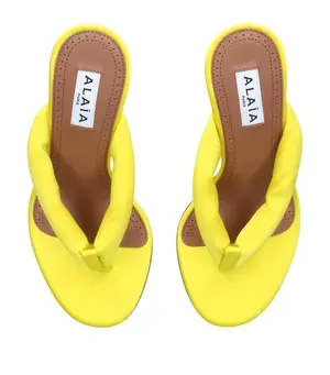 Alaïa Satin Thong Heeled Sandals - Yellow