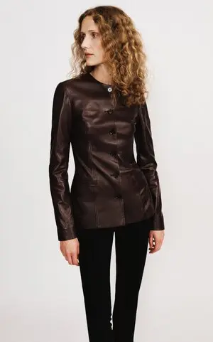 Proenza Schouler Annemarie Nappa Leather Jacket - Brown
