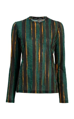 Proenza Schouler Mia Printed Cotton Tissue Jersey Top - Stripe