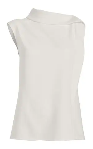 Proenza Schouler Gwen Printed Crepe Twill Top Ivory