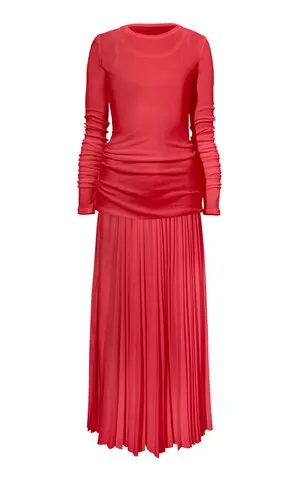 Proenza Schouler Rina Sheer Jersey Dress - Red