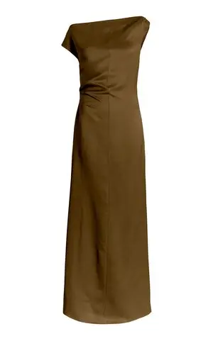 Proenza Schouler Margot Satin Maxi Dress Olive