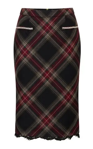 LoveShackFancy Arlisa Tartan Wool-blend Suiting Midi Skirt
