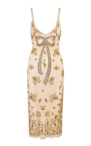 LoveShackFancy Davelle Bow-detailed Lace Maxi Dress - Print