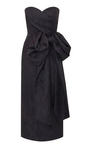 LoveShackFancy Dovato Wool-silk Blend Jacquard Maxi Dress - Black