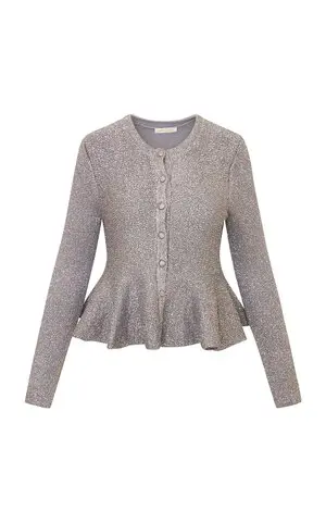 LoveShackFancy Vireya Sparkle Cardigan - Silver