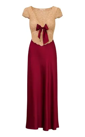 LoveShackFancy Vitto Lace And Charmeuse Maxi Dress - Red