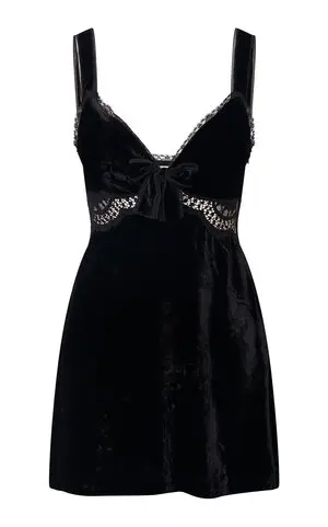 LoveShackFancy Toller Crushed Velvet Mini Dress - Black