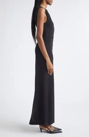 Emporio Armani Side Ruched Jersey Maxi Dress