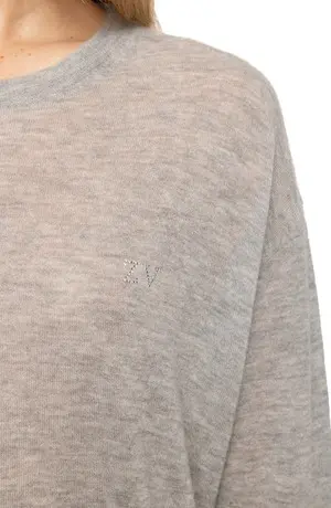 Zadig&Voltaire Swapy Cashmere Crewneck Sweater With Sequined Logo - Gris Chine