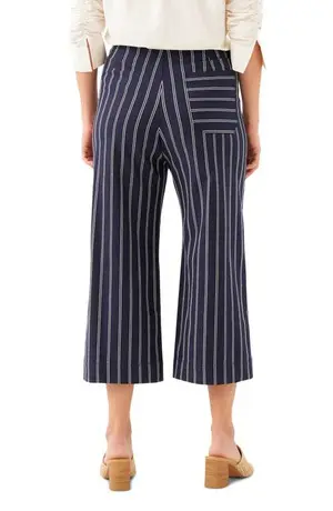 Karen Kane Stripe Cotton Blend Crop Wide Leg Pants