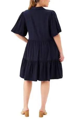 Karen Kane Tiered Puff Sleeve Shirtdress