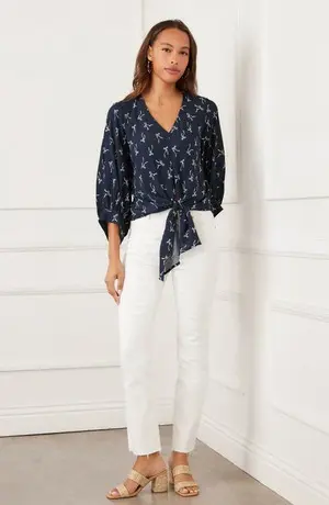 Karen Kane Bow Detail V-neck Top