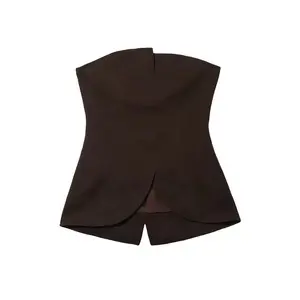 MUTE BY JL Linen Blend Strapless Top Brownie - Brown