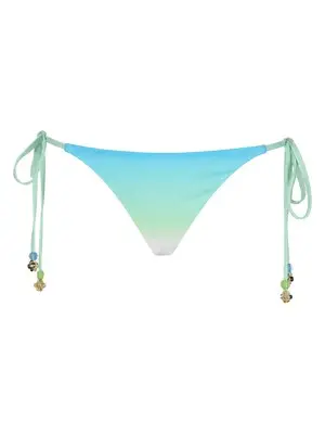 Casablanca Bikini Bottom With Gradient Print And Embellishments - Azure