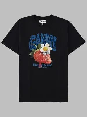 GANNI Strawberry Print T-shirt - Black