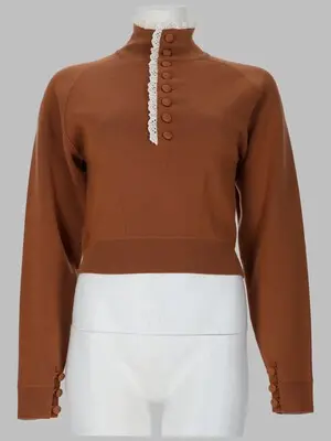 Chloé High Neck Wool And Lace Pullover