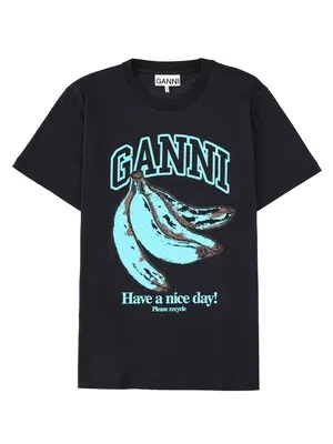 GANNI Printed T-shirt - Black
