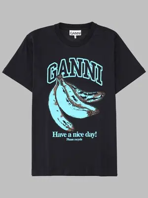 GANNI Printed T-shirt - Black