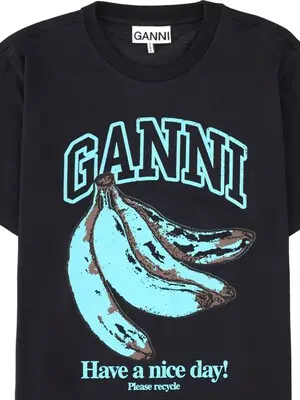 GANNI Printed T-shirt - Black