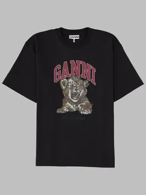 GANNI Tiger Print Cotton T-shirt