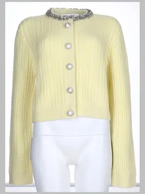 SELF-PORTRAIT Cardigan With Pearl And Rhinestone Embellishments