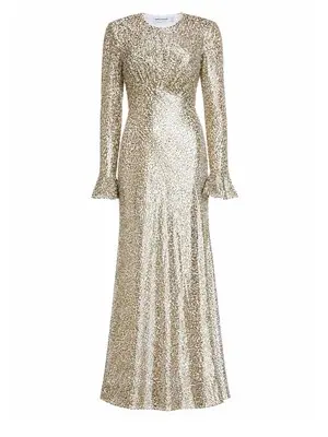 SELF-PORTRAIT Metallic Maxi Dress