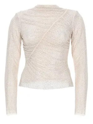 SELF-PORTRAIT Top Con Cristalli - Ivory