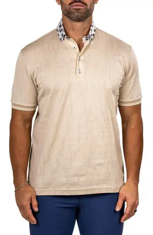 MACEOO Marthyr Textured Contrast Collar Cotton Polo