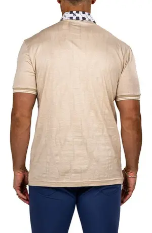 MACEOO Marthyr Textured Contrast Collar Cotton Polo