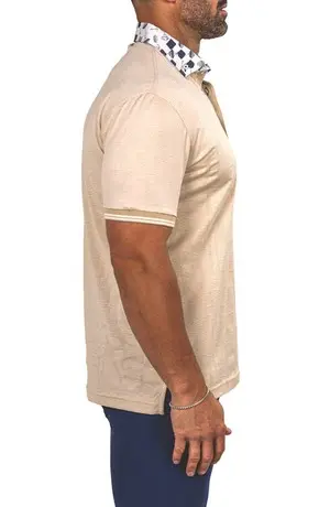 MACEOO Marthyr Textured Contrast Collar Cotton Polo