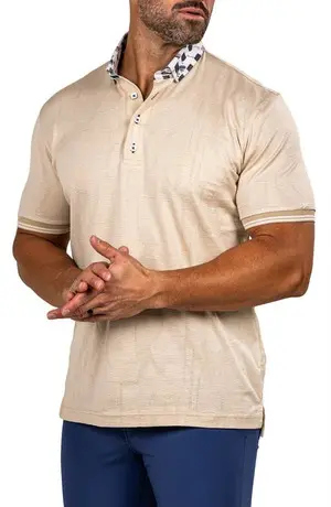 MACEOO Marthyr Textured Contrast Collar Cotton Polo