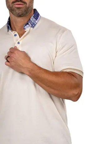 MACEOO Marthyr Textured Contrast Collar Cotton Polo