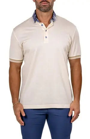 MACEOO Marthyr Textured Contrast Collar Cotton Polo