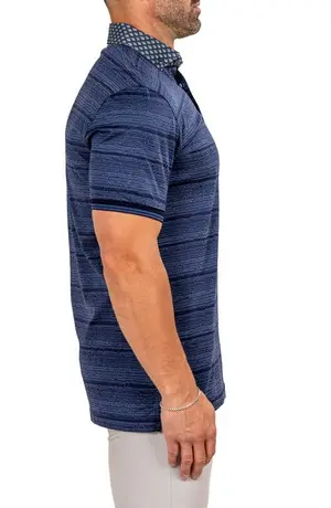 MACEOO Marthyr Stripe Contrast Collar Cotton Polo