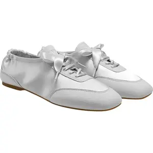 Vivaia Cristina Square-toe Satin Lace-up Ballerina Sneakers
