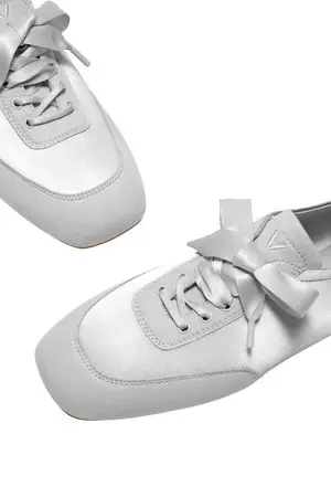 Vivaia Cristina Square-toe Satin Lace-up Ballerina Sneakers