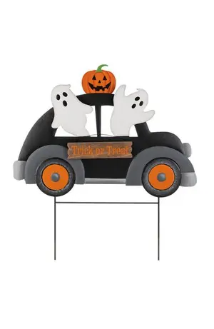 GLITZHOM 24"h Halloween Metal Ghost Car Yard Stake - Black