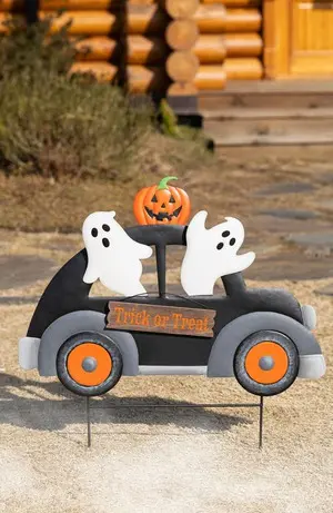 GLITZHOM 24"h Halloween Metal Ghost Car Yard Stake