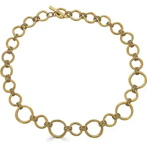 LONI PAUL JEWELRY Sculpted Circle Matte Plated Link Necklace - Gold