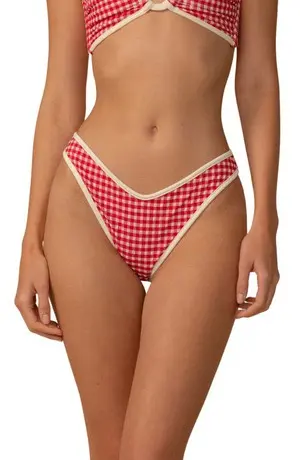 MONTCE Tori Micro Gingham Binded Swim Top - Red Micro Gingham