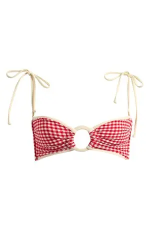 MONTCE Tori Micro Gingham Binded Swim Top - Red Micro Gingham