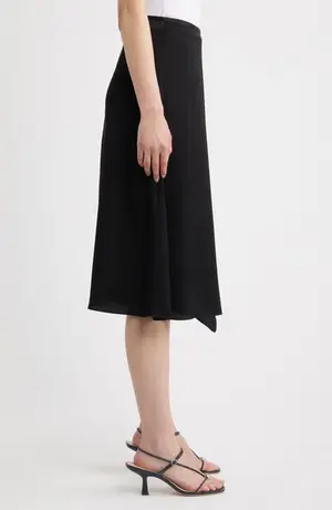 Theory Satin Midi Skirt - Black