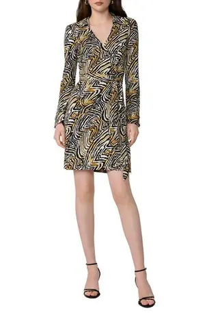 Diane Von Furstenberg Jeanne Abstract Zebra Print Silk Wrap Dress - Zebra Mini Wheat