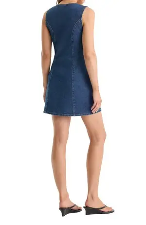 Good American Denim V-neck Mini Dress