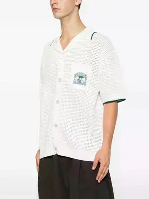Casablanca Palm Tree-embroidered Open-knit Shirt